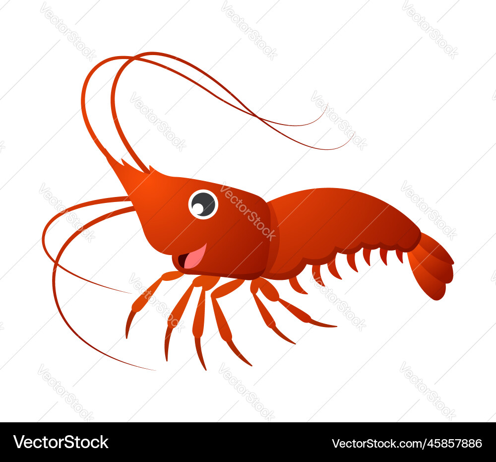 Cute Cartoon Crayfish Character Royalty Free Vector Image