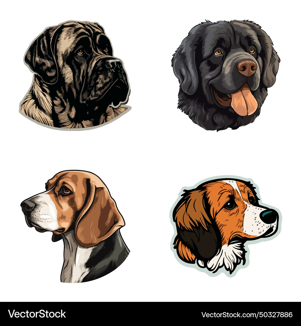 Dog stickers flat icon set isolated on white Vector Image