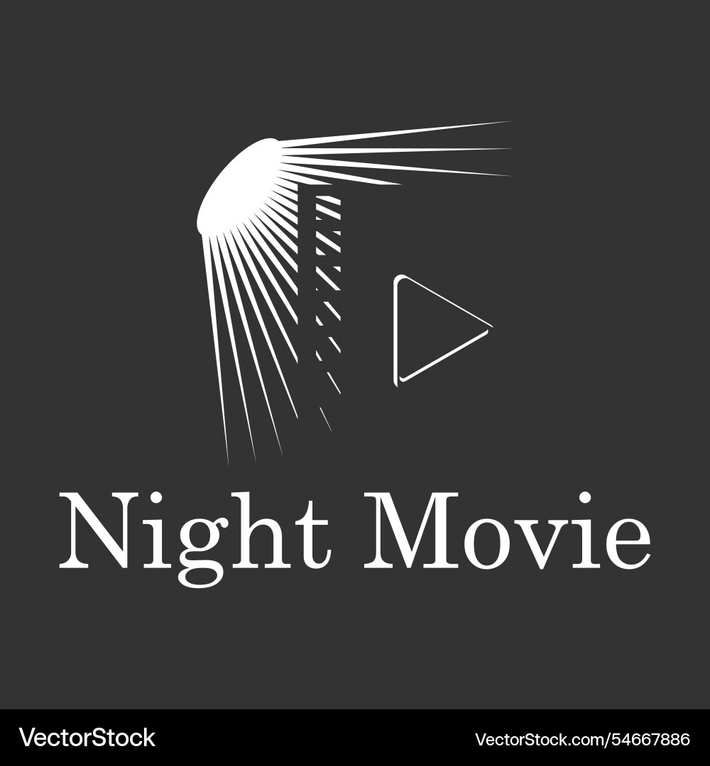 Night movie flat minimalist logo design Royalty Free Vector