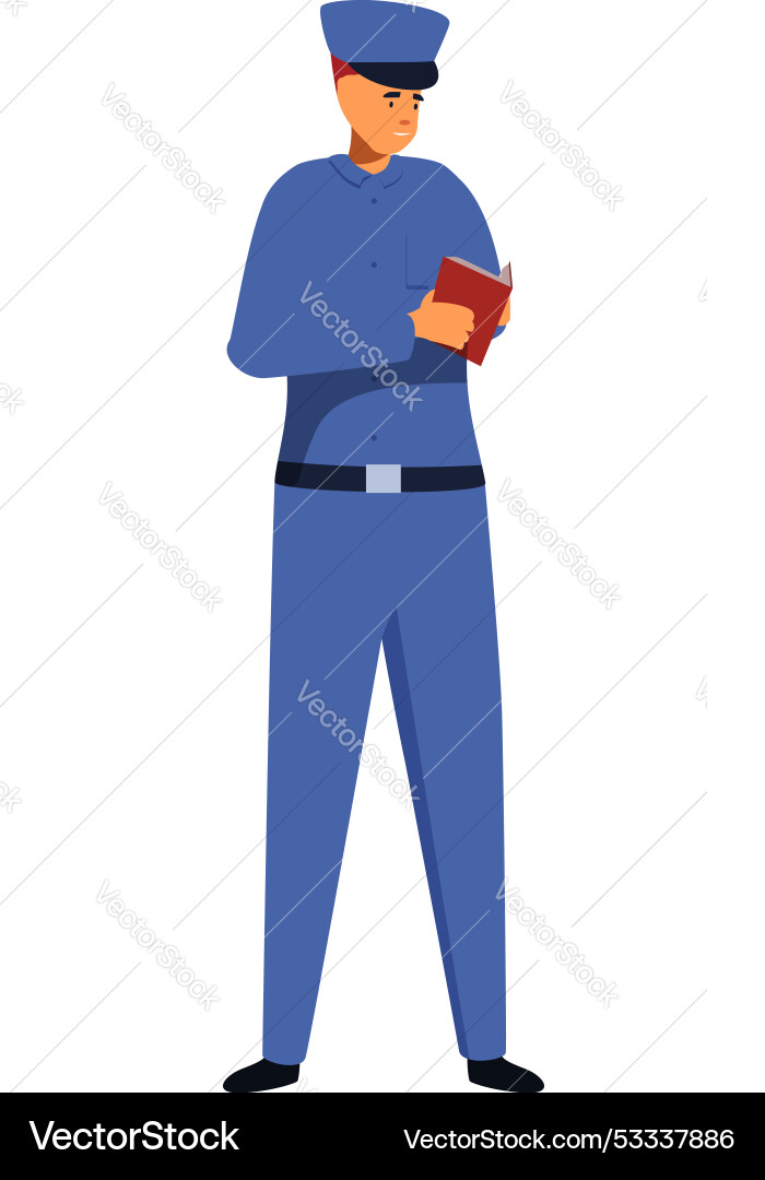 Postman reading a letter standing in uniform Vector Image