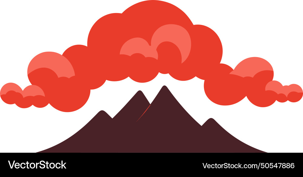 Red cloud explosion over mountains volcanic Vector Image