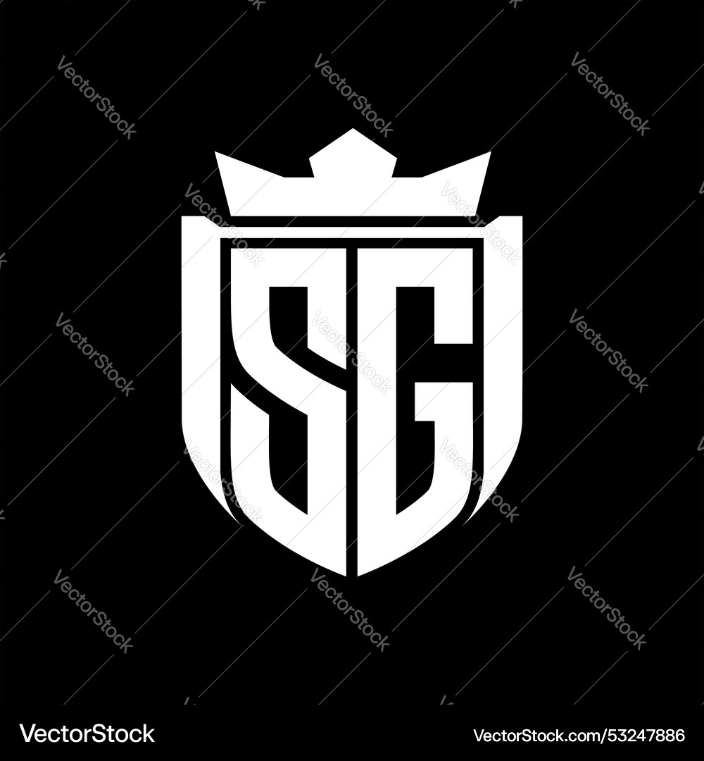 Sg letter logo shield shape inside badge Vector Image