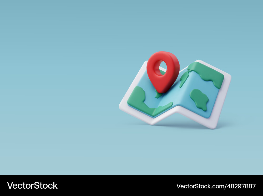 3D Pin Map with Compass Royalty Free Vector Image