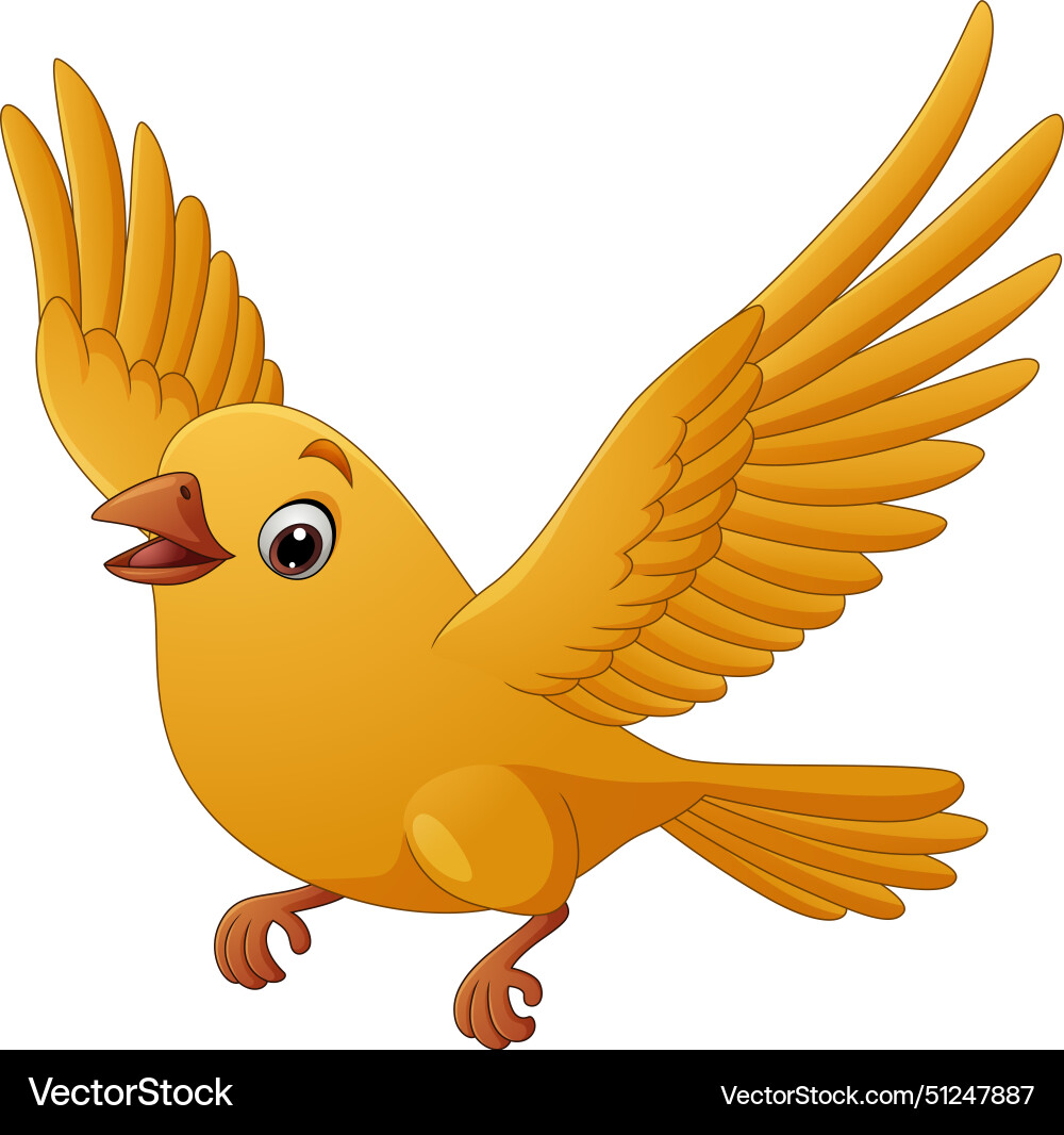 Cartoon yellow canary bird flying Royalty Free Vector Image