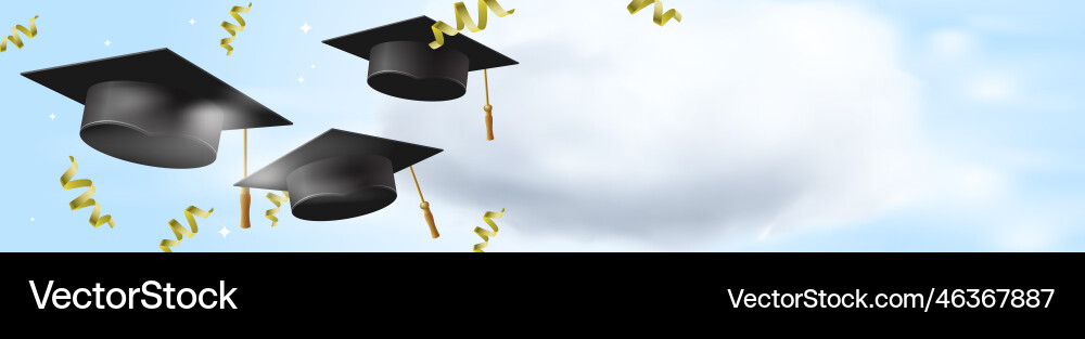 Congratulations graduates caps and confetti Vector Image