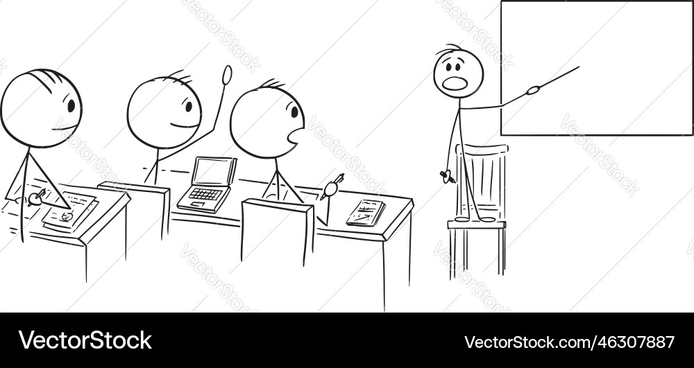 Genius child teacher teaching students cartoon Vector Image