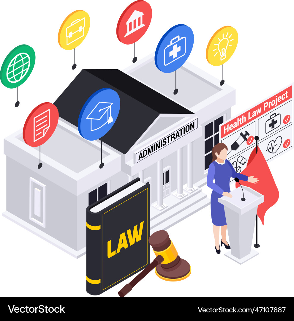 Law making isometric composition Royalty Free Vector Image