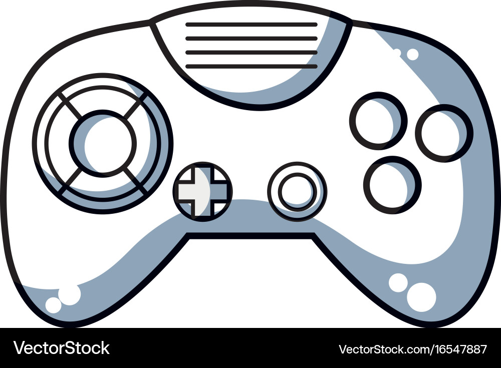 Line videogame controller with buttons to play Vector Image