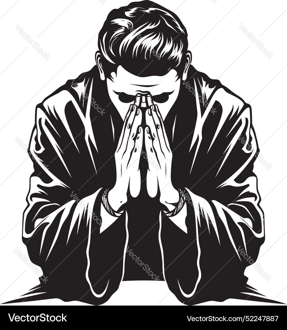 Pious portraits elegant praying man hands Vector Image