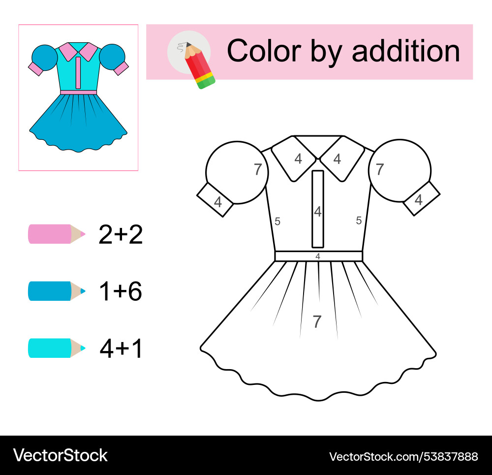 Coloring pages color by addition Royalty Free Vector Image