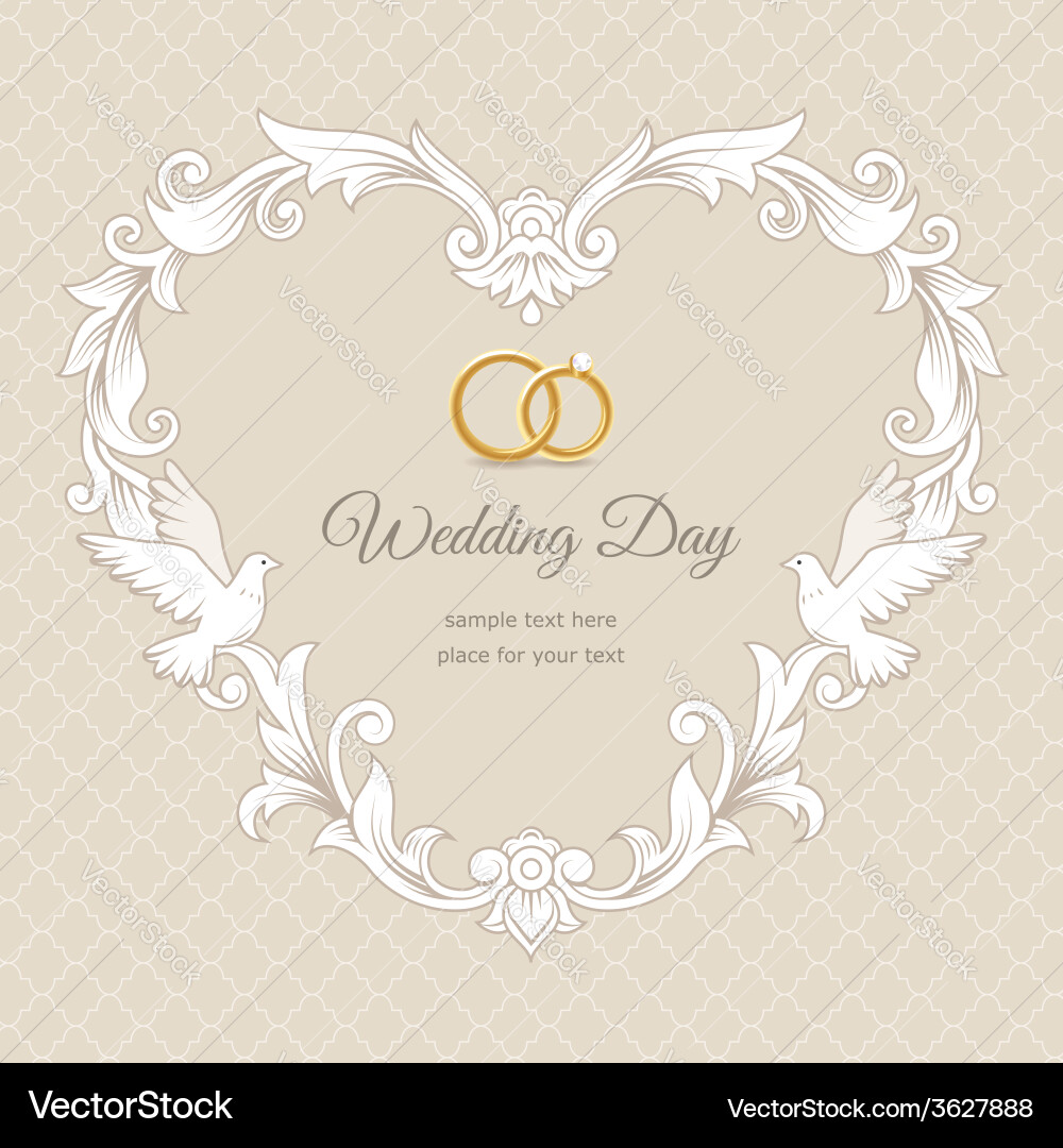 Elegant Wedding Heart Frame Royalty Free Vector Image