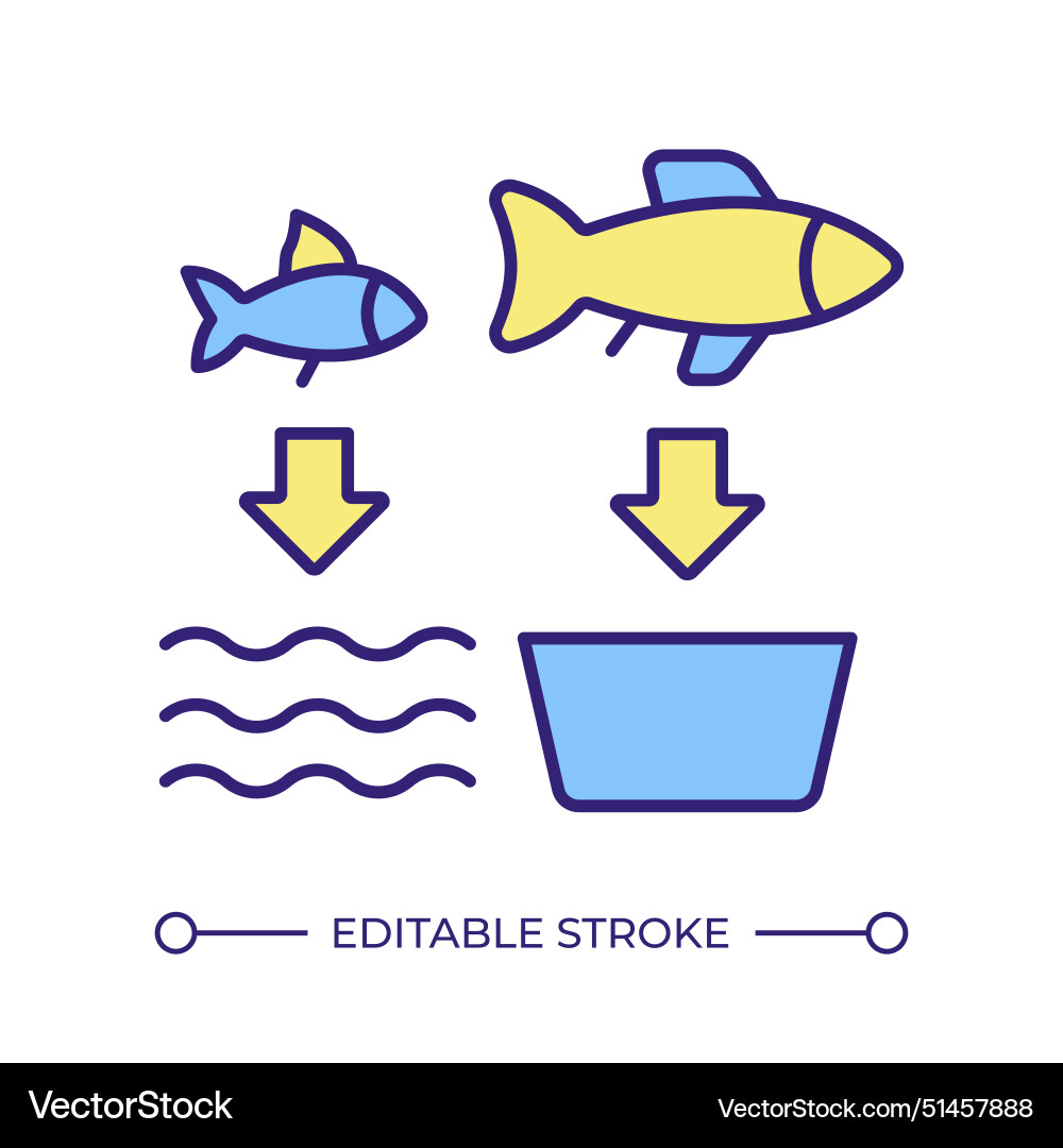 Fish size rgb color icon Royalty Free Vector Image