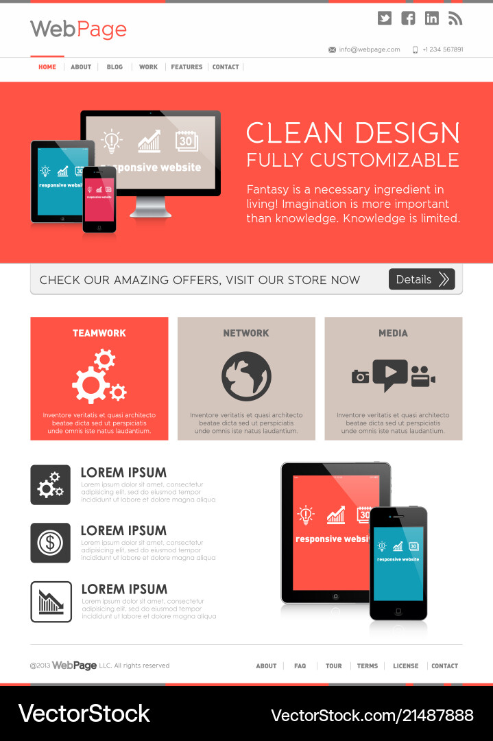 Front page web design template Royalty Free Vector Image