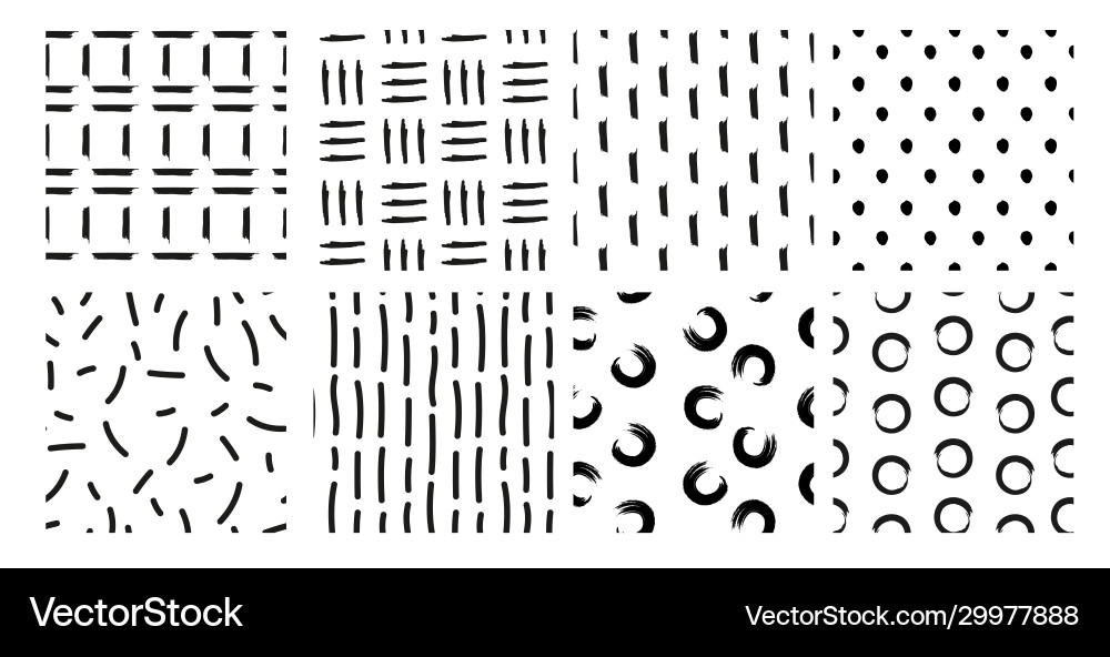 Hand Drawn Seamless Patterns Royalty Free Vector Image