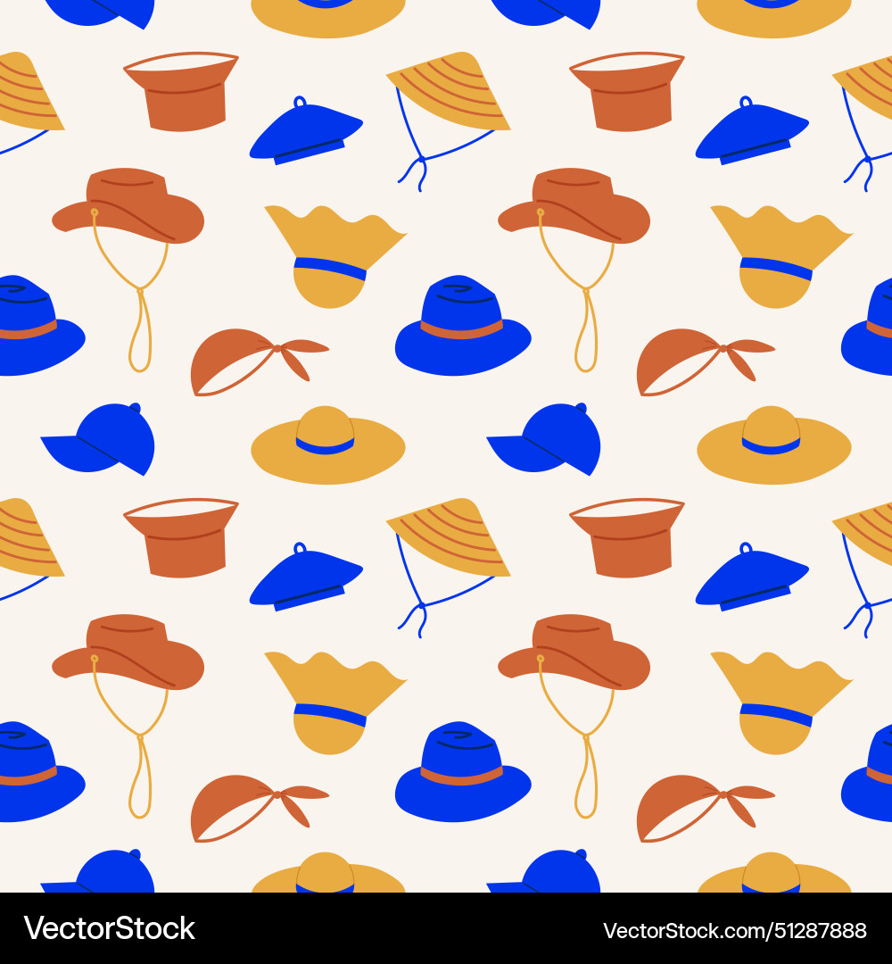 Hats for summer seamless pattern Royalty Free Vector Image