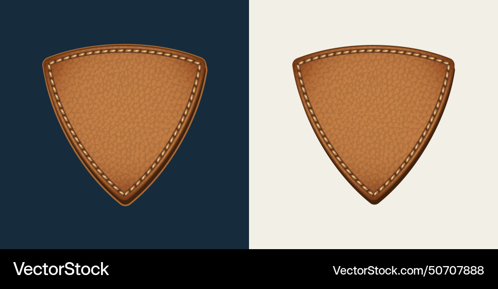 Leather triangular empty label with stitching Vector Image