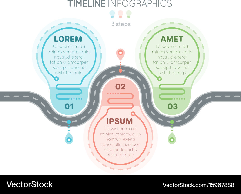 Navigation map infographics 3 steps timeline Vector Image