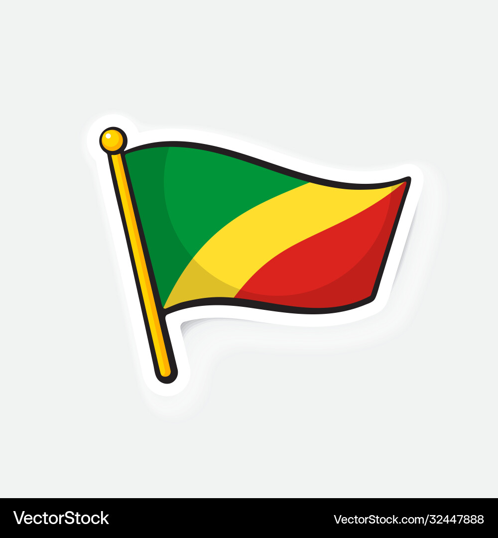 Sticker national flag republic congo Royalty Free Vector