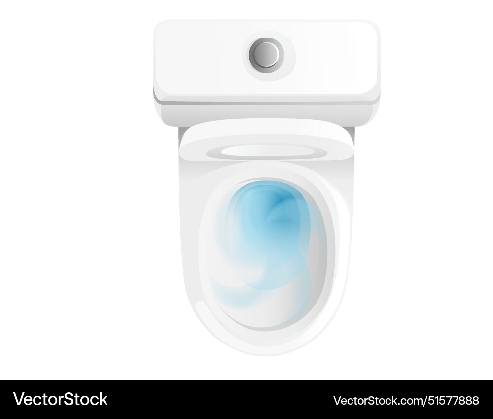 White ceramic toilet bowl with water top view Vector Image