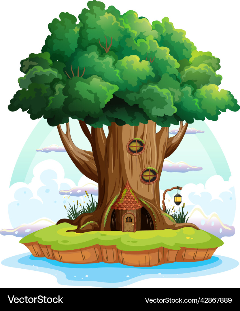 Big tree isolated cartoon Royalty Free Vector Image