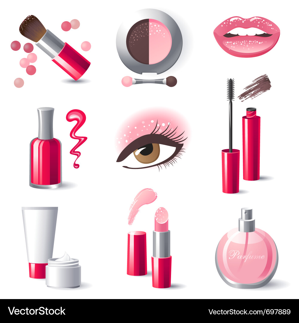Glamorous make-up icons set Royalty Free Vector Image