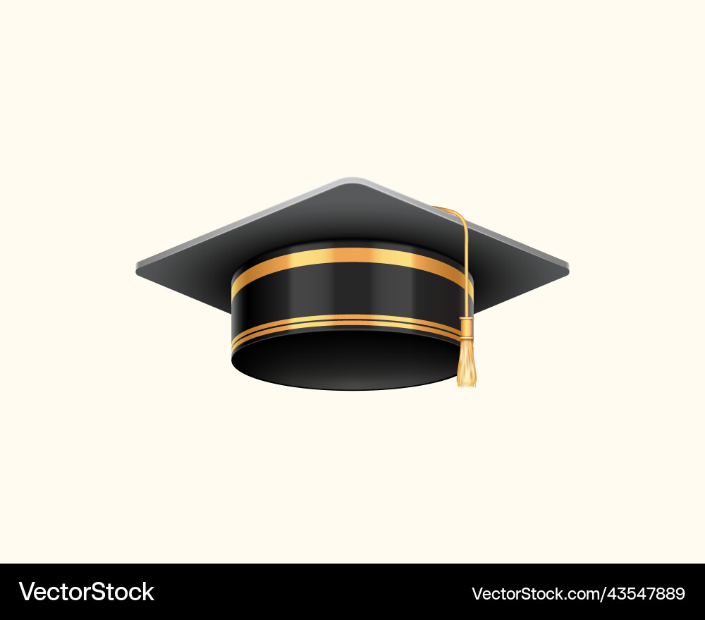 Graduation university or college black cap 3d Vector Image
