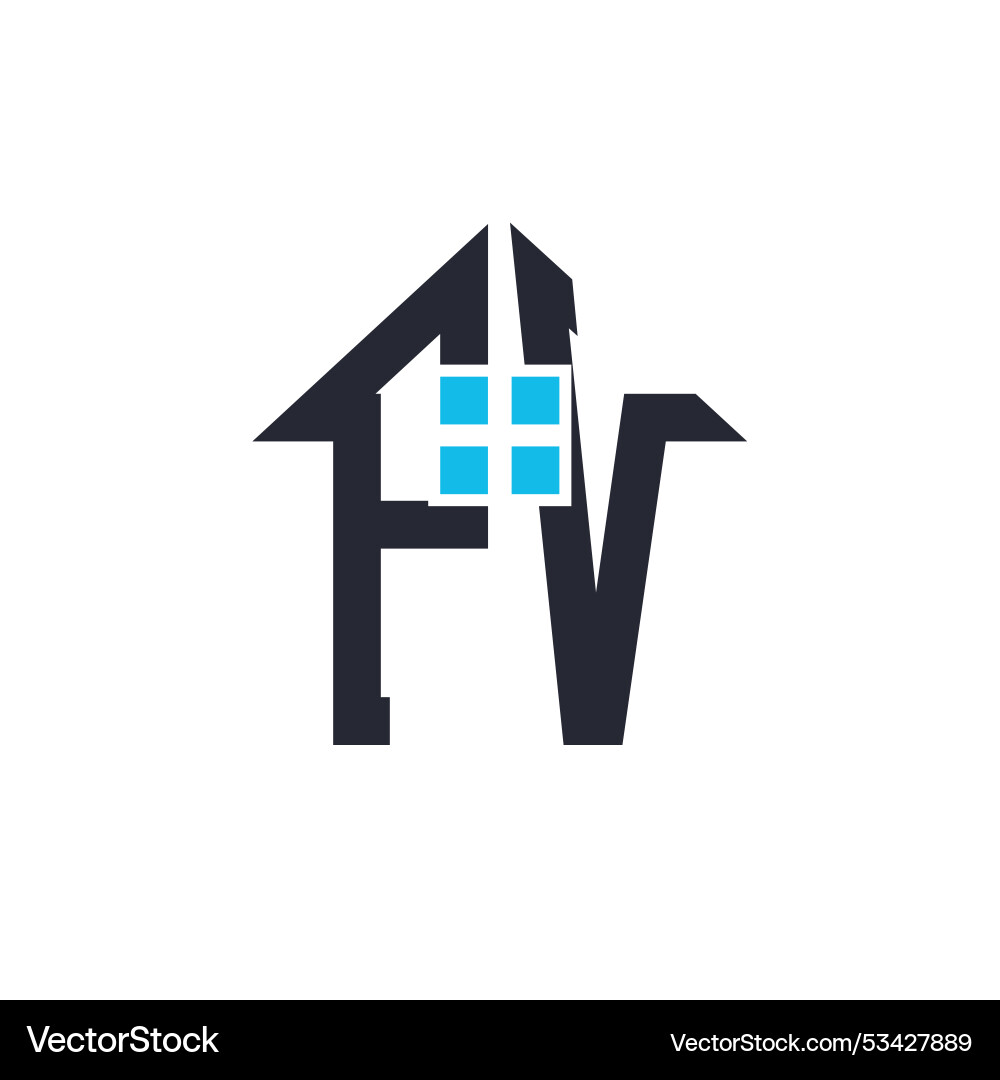 Initials pv house logo design creative letter pv Vector Image
