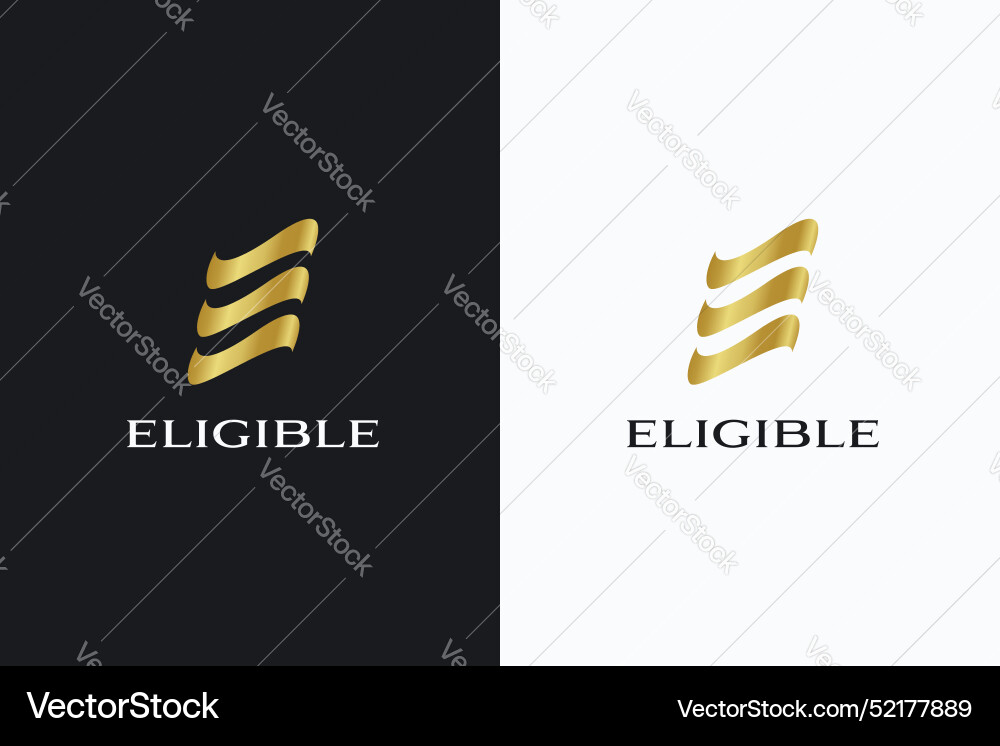 Letter e luxury abstract logo eligible qualified Vector Image
