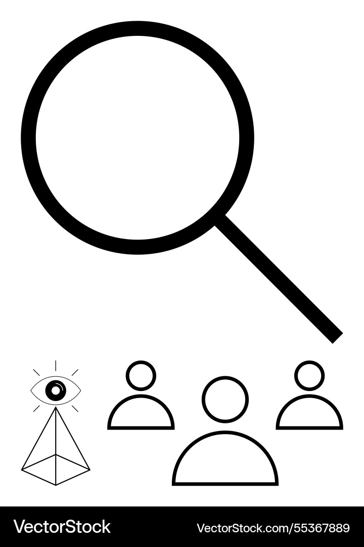 Magnifying glass with eye symbol and abstract Vector Image