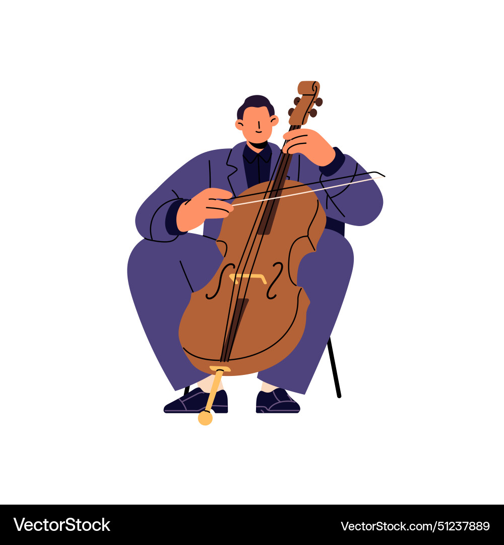 Musician performs classical music with cello Vector Image