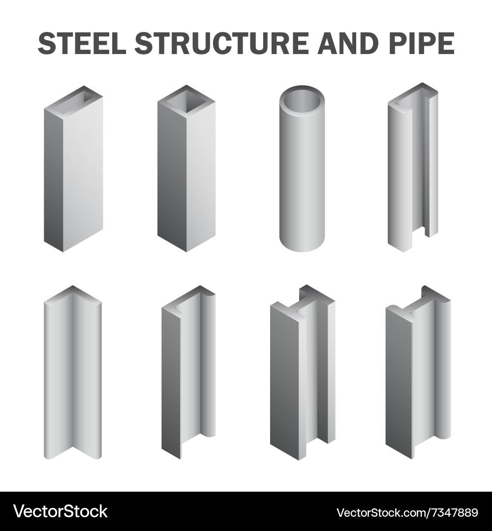 Steel Structure Icons Set Royalty Free Vector Image