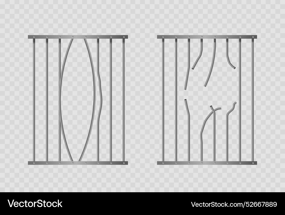 Two sets of prison bars one set bent Royalty Free Vector