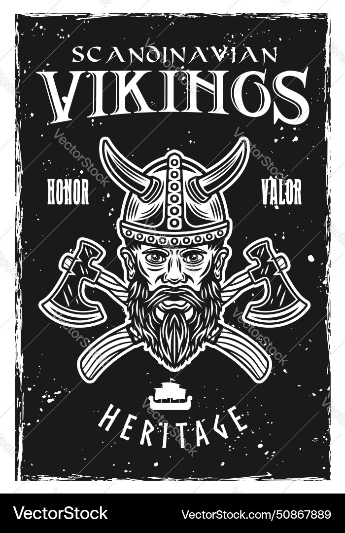 Vikings poster vintage Royalty Free Vector Image