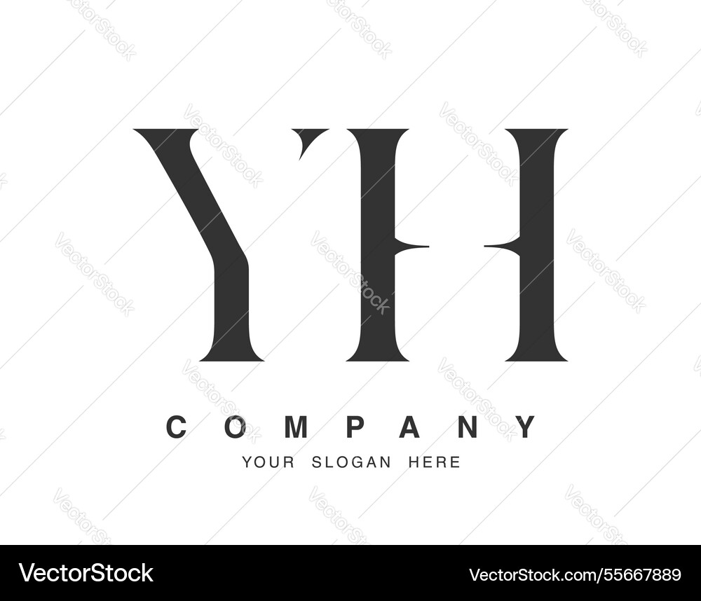 Yh logo design initial letter y and h serif font Vector Image