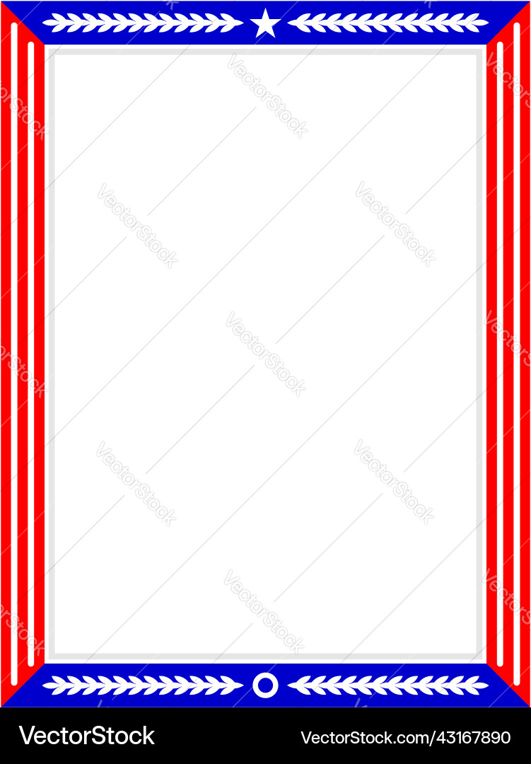 American flag symbols red blue border Royalty Free Vector