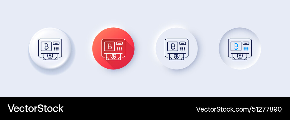Bitcoin atm line icon cryptocurrency cash sign Vector Image