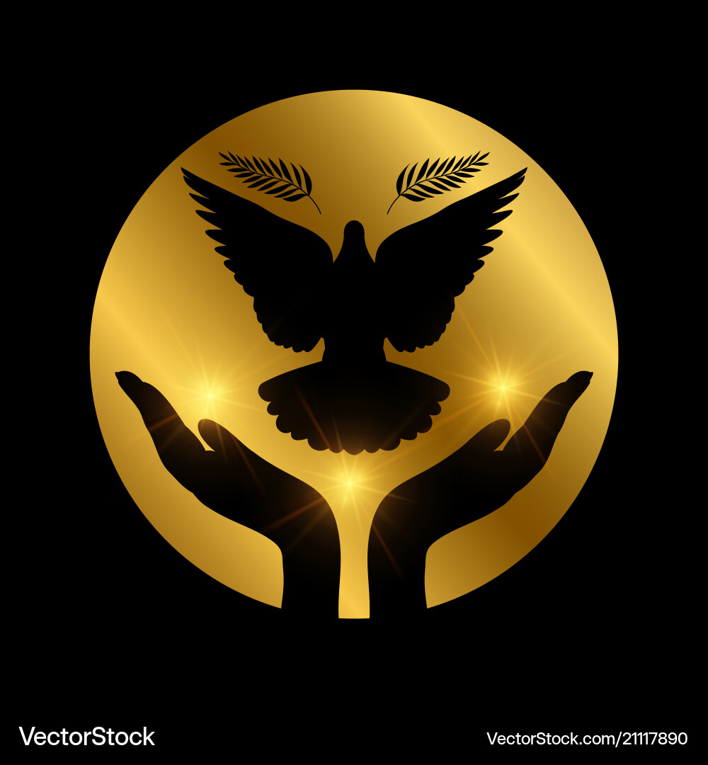 Dove peace flying hands love freedom Royalty Free Vector