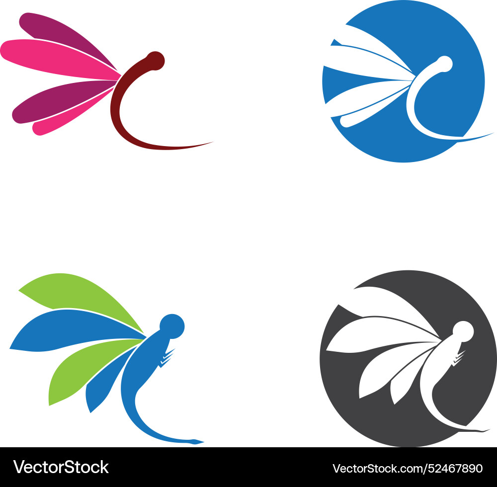 Dragonfly logo icon template Royalty Free Vector Image