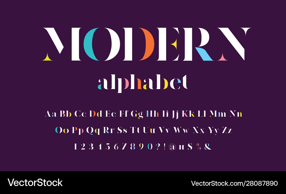 Glamorous Modern Font Collection Royalty Free Vector Image