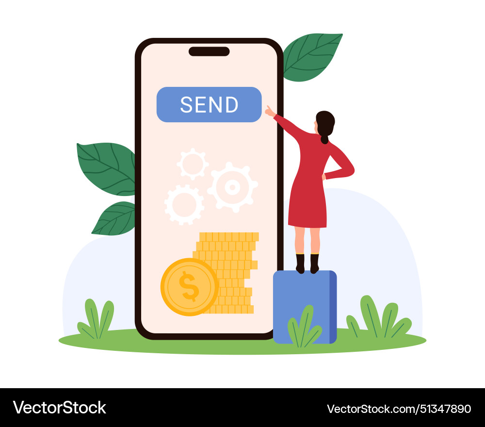 Instant money payment and fast transfer in mobile Vector Image