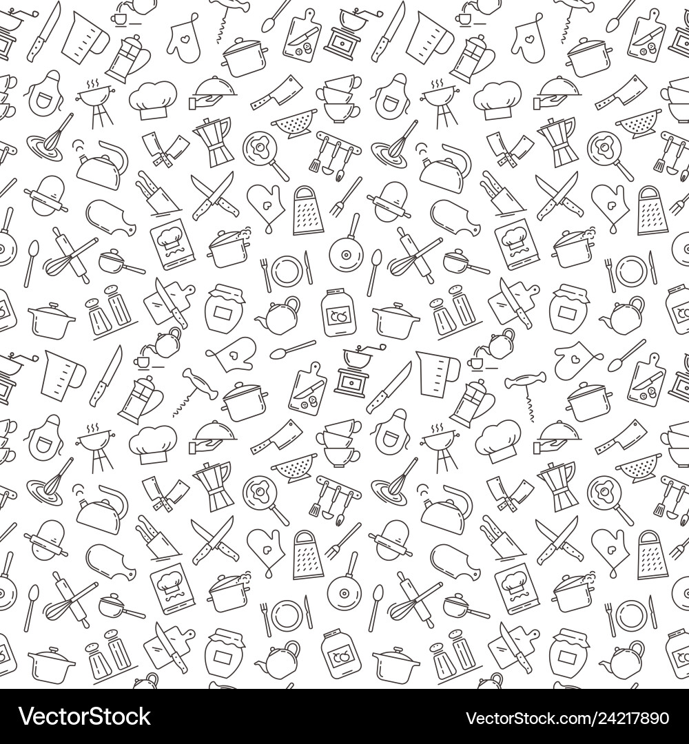 Kitchen Seamless Pattern Royalty Free Vector Image