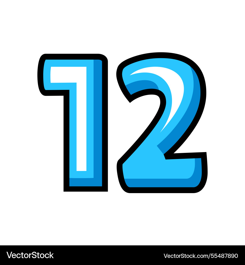 Number 12 design with bold lines Royalty Free Vector Image