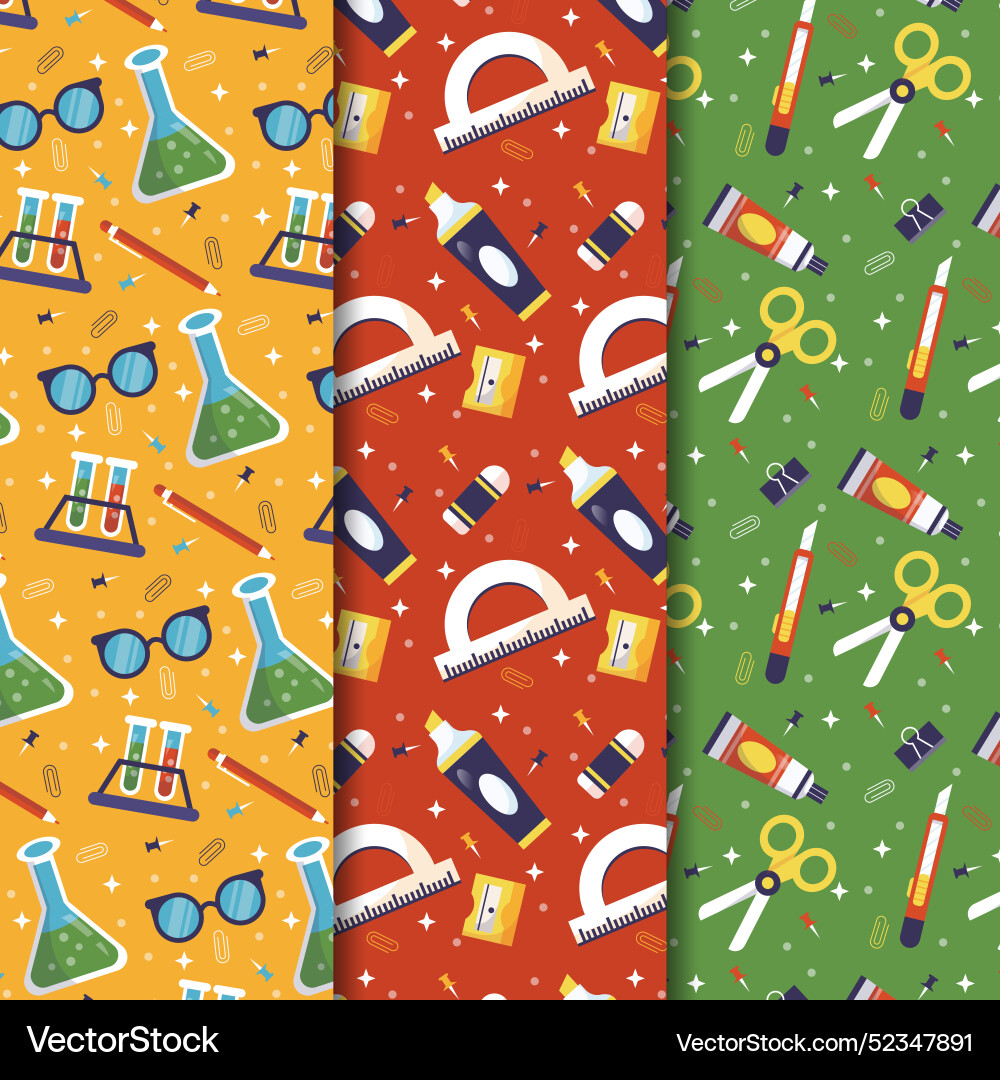 Flat back to school pattern collection Royalty Free Vector