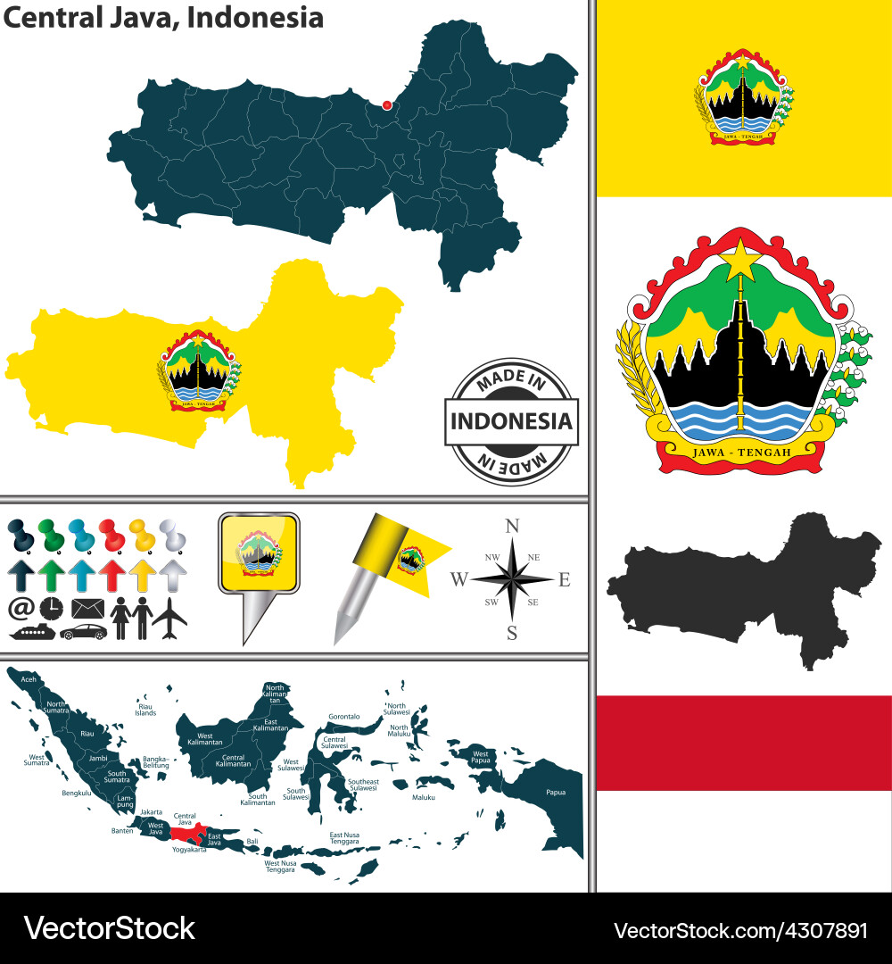 Map of central java Royalty Free Vector Image - VectorStock