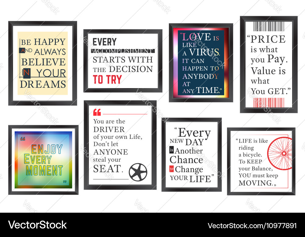 Quotes motivation frames set Royalty Free Vector Image