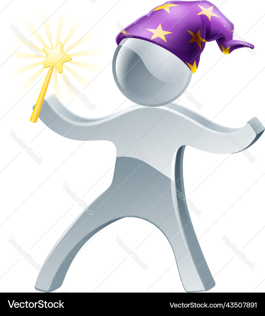 Silver wizard mascot Royalty Free Vector Image