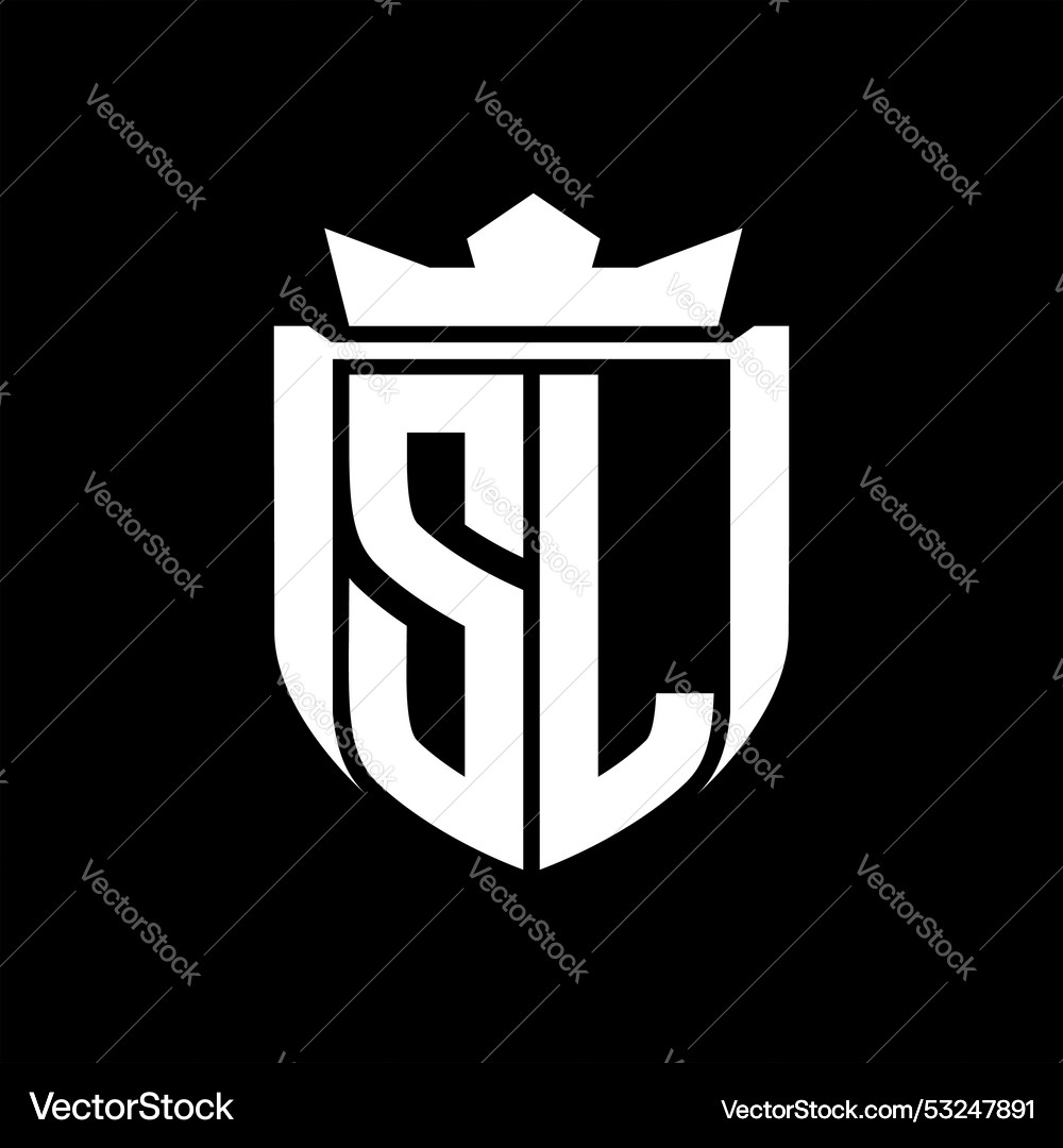 Sl letter logo shield shape inside badge Vector Image