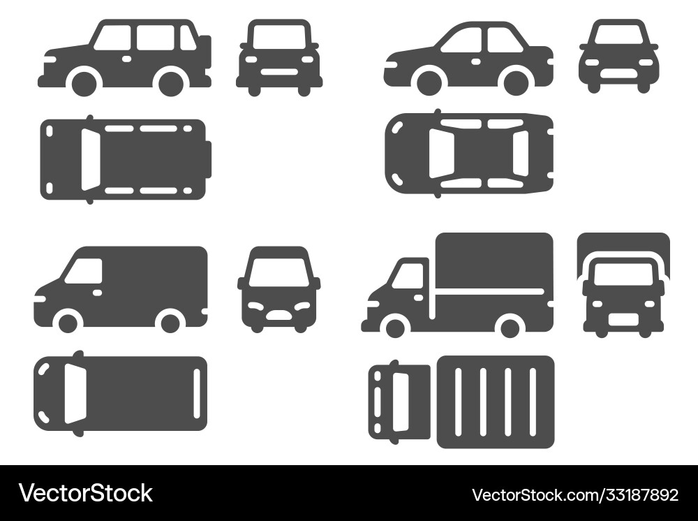 Car top side and front view vehicle projection Vector Image
