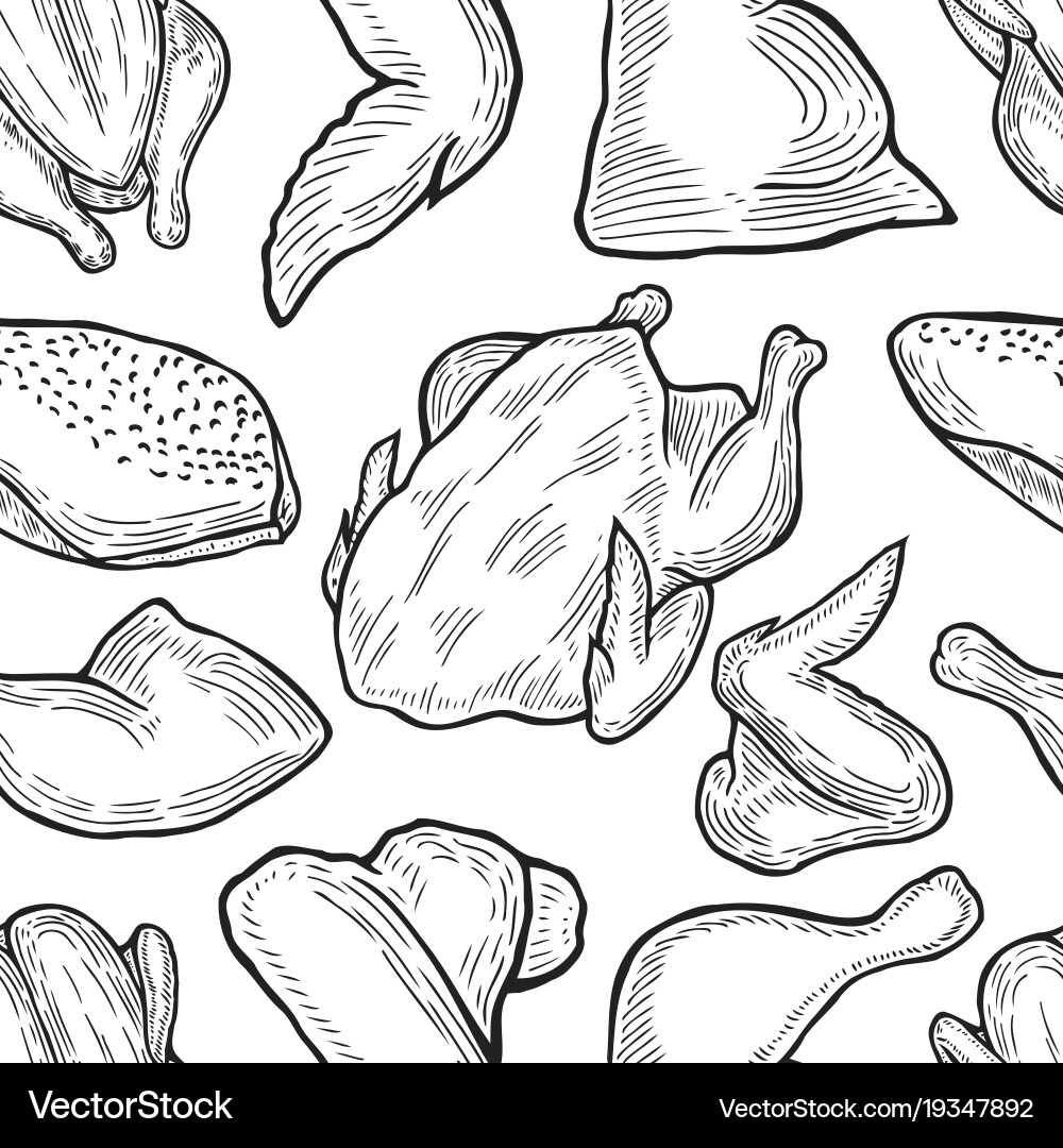 Chicken cuts hen parts Royalty Free Vector Image