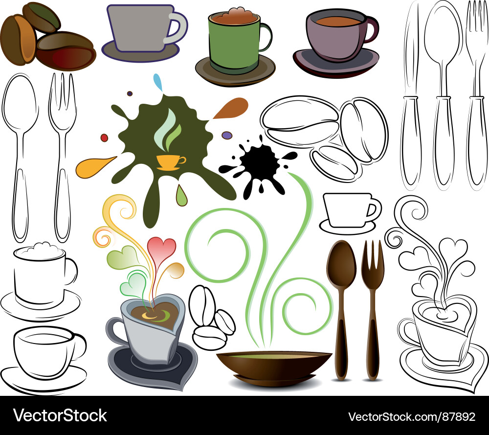 Coffee and Spoon Icons Royalty Free Vector Image